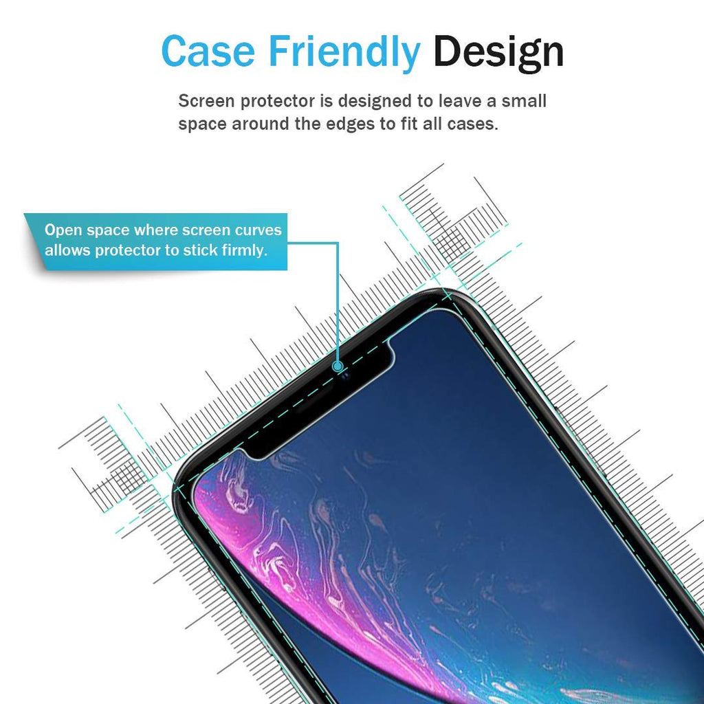 [3 Pack] LK for iPhone XR Screen Protector 6.1, [Tempered Glass][Case